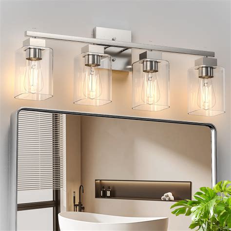 Brushed Nickel Bath Lighting Nickel Vanity Lighting The Home Depot