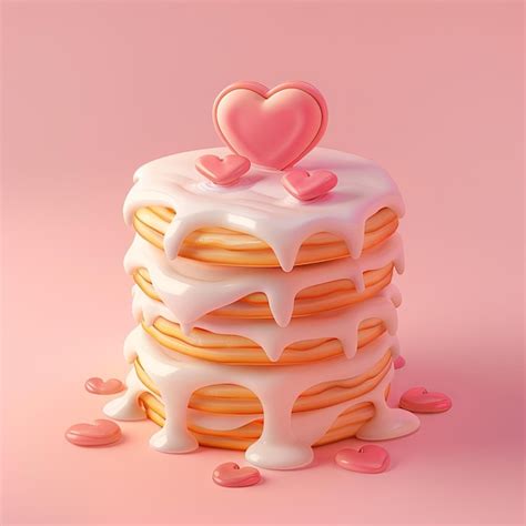 Premium Photo 3d Romantic Pancakes Stack Love Love Element