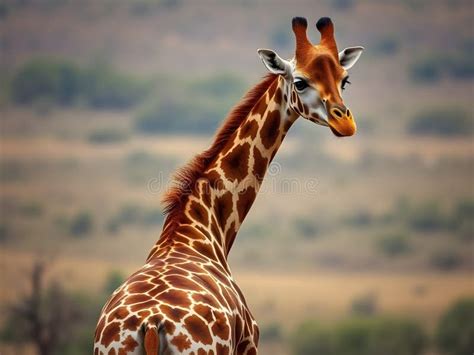 Majestic Giraffe Standing Tall In The African Savannah Wild Animal In