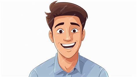 Happy Man Face Cartoon Flat Vector Isolated On White Background