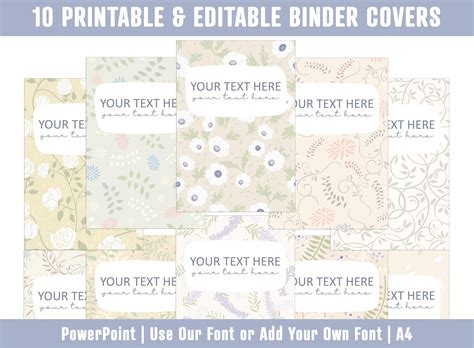 Powerpoint Binder Covers Printable Editable Floral Pattern Coversspines Binder Planner