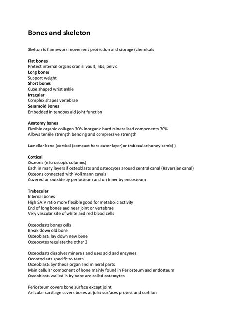 Bones And Skeleton Biology Standard Level Ib Thinkswap