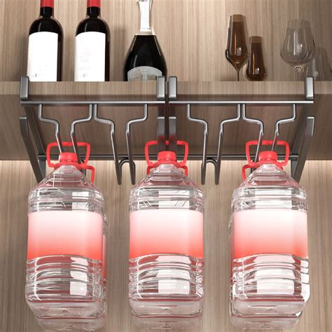 Art Deco Metal Ceiling Mount Wine Glass Rack With Stemware Organizer