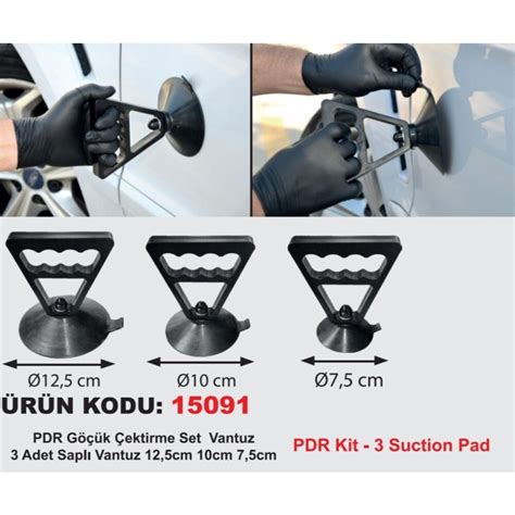 15091 Pdr Göçük Çektirme Set Vantuz 3 Adet Saplı Vantuz 12 5cm 10cm 7