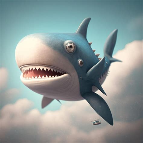 Premium Ai Image A Cute Shark Flying Generative Ai