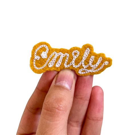 Custom Word Patch White On Yellow Contrarium Chainstitch