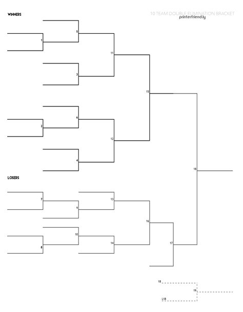 10 Team Double Elimination Bracket Printable Educational Printable