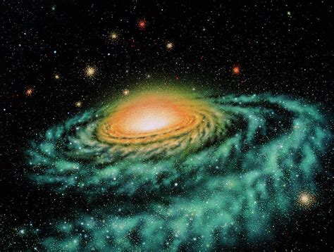 Spiral Galaxy With Orbiting Globular Clusters Photograph By Lynette