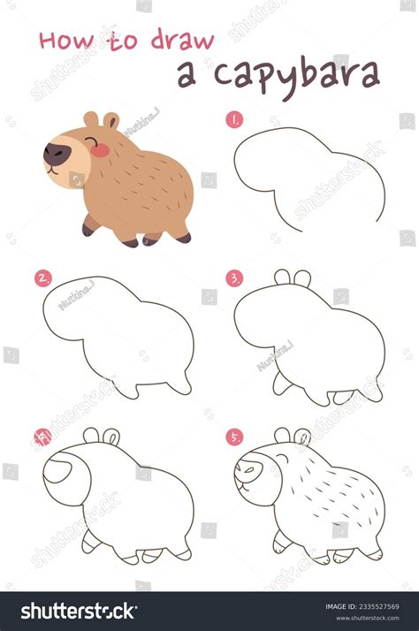 How Draw Capybara Vector Illustration Draw เวกเตอร์สต็อก ปลอดค่า