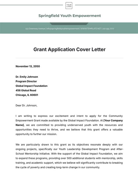 Cover Letter Grant