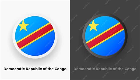 Premium Vector Set Of Two Metallic Rounded Democratic Republic Of The