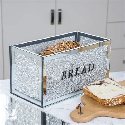 Glass Bread Bin Crushed Diamond Bin Crystal Storage