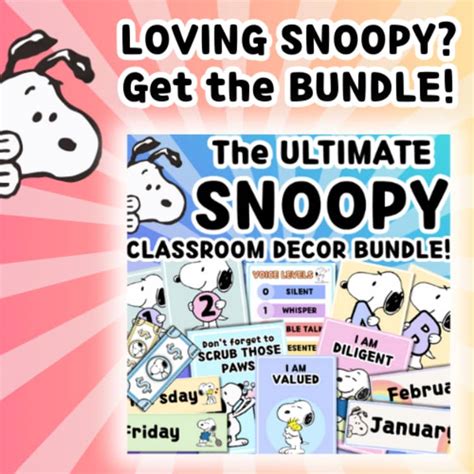 Snoopy Classroom Days Of The Week Decor Classroom Mascot Printables