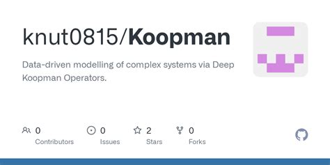 Github Knut0815 Koopman Data Driven Modelling Of Complex Systems Via Deep Koopman Operators