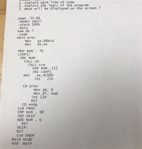 Solved Explain Each Code Of Explain The Logic Of The Chegg