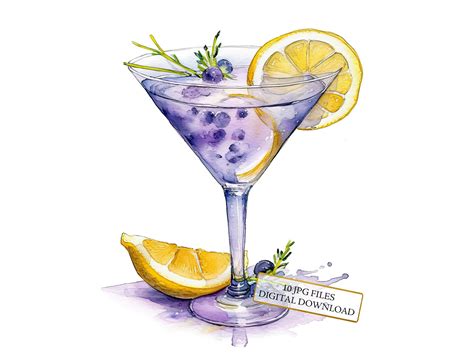 Lemon Drop Vodka Martini Png Clipart Bundle Digital Download Etsy