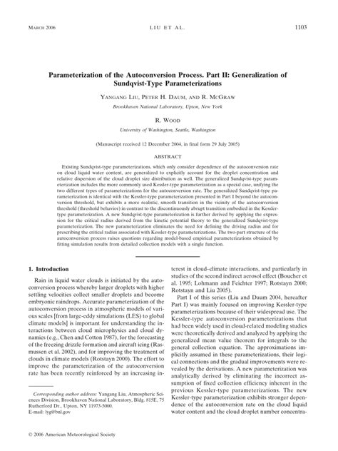 Pdf Parameterization Of The Autoconversion Process Part Ii