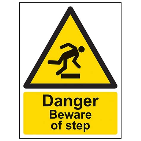 Danger Beware Of Step Warning Sign Rigid Plastic 300x400mm X3