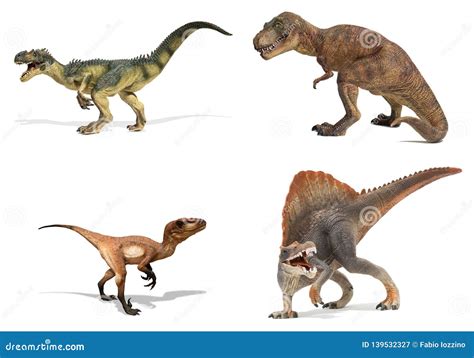 Carnivorous Dinosaurs On A White Background Stock Image Image Of
