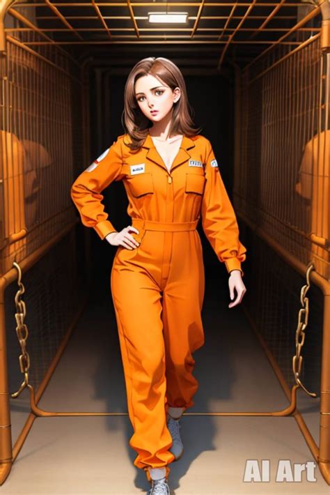 Brown Haired Girl In Orange Prison Jumpsuit By 9lodaslime On Deviantart