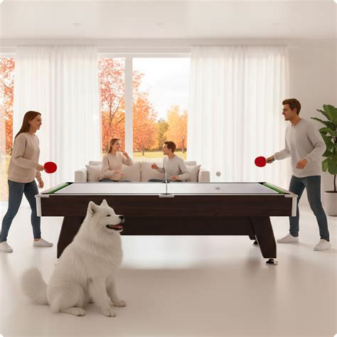 Biliárdasztal Léghokiasztalitenisz Felülettel Thunder Bold Black 7ft