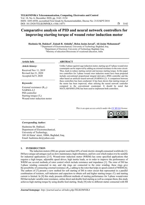 Pdf Comparative Analysis Of Pid And Neural Network Controllers For