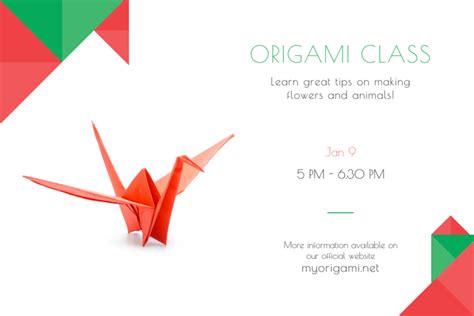 Origami Class Invitation Online Postcard Template Vistacreate