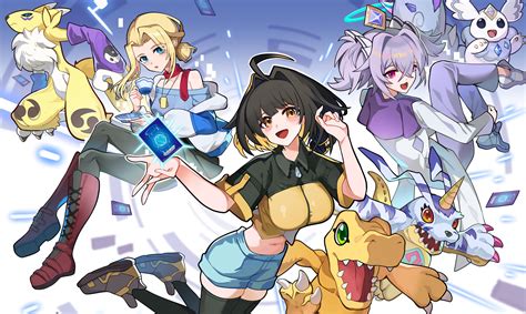 Renamon Agumon Gabumon Gemmon Hondo Kanata And 2 More Digimon And 1 More Drawn By