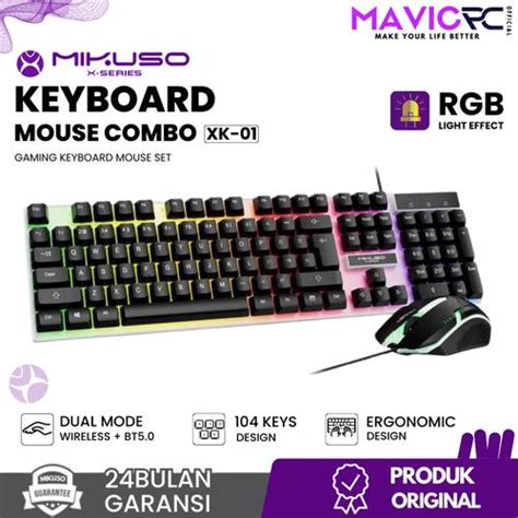 Promo Mikuso Xk 01 Wired Keyboard Mouse Gaming Set Rgb Backlight 104
