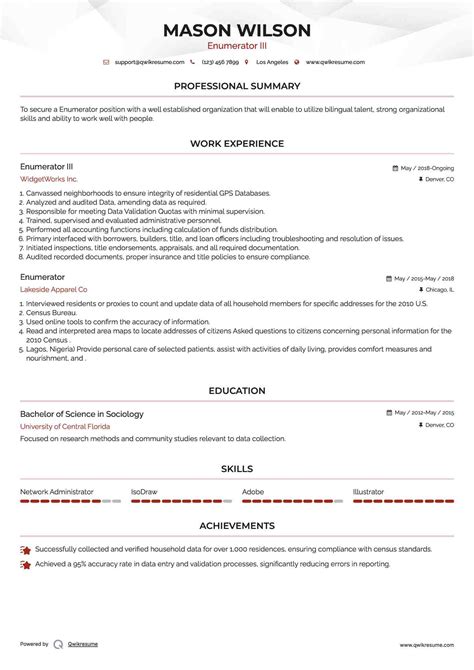 10 Enumerator Resume Samples And Templates For 2025