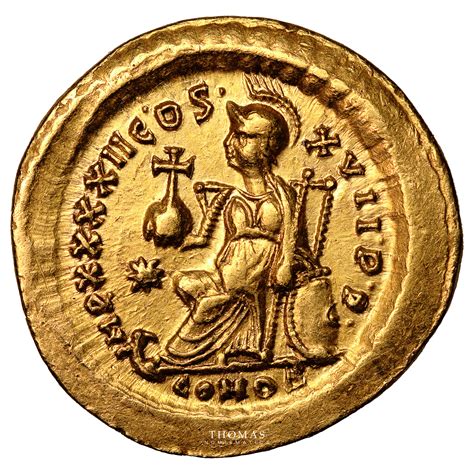 Byzantine Coin Gold Solidus Théodosius Ii Constantinople