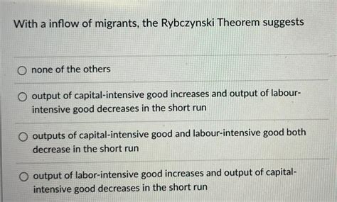 Solved With A Inflow Of Migrants The Rybczynski Theorem