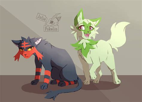 Litten And Sprigatito By Julia Pokelin On Deviantart