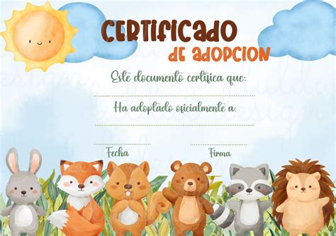Certificado Adopción Certificado De Adopción Adopcion Papel De