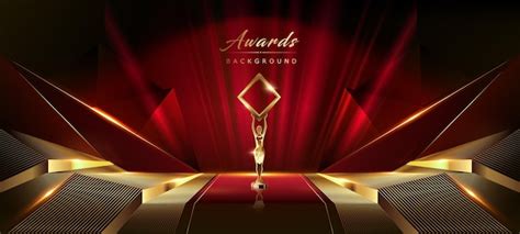 Premium Vector Red Maroon Golden Curtain Stage Award Background