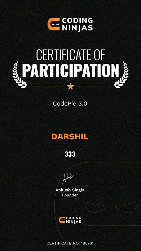 Patel Darshil On Linkedin Certificate Coding Contest Codingninjas Share