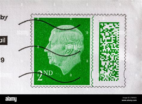 Green 2nd Class Stamp Second Class Stamp With King Charles Iii Head