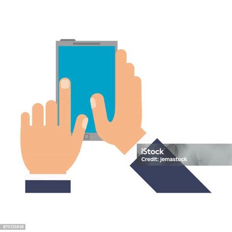 Hände Halten Handy Symbolbild Stock Vektor Art Und Mehr Bilder Von Am Telefon Am Telefon