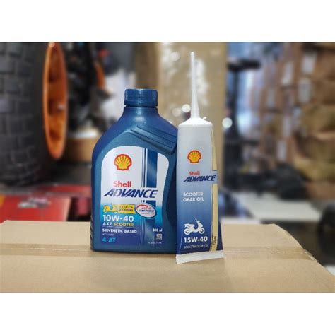 น้ำมันเครื่อง Shell 10w 40 พร้อมน้ำมันเฟืองท้าย สำหรับรถ Scooter Shopee Thailand