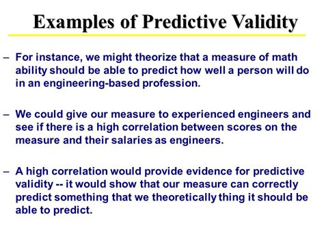 Predictive Validity Example