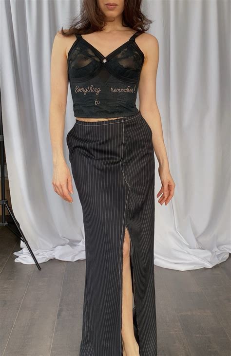 Reworked Hand Beaded Vintage Lace Corset Top Sm Size Black Bullet Bra