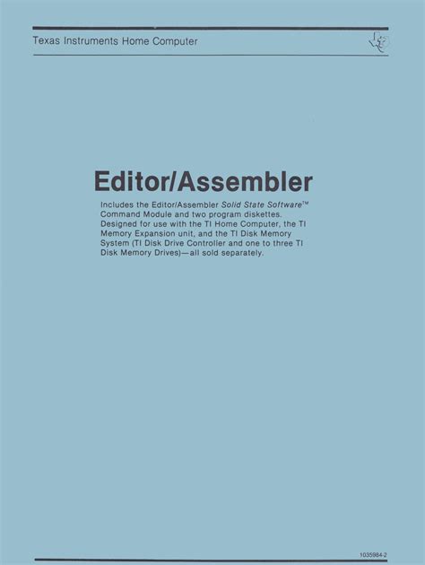 Texas Instruments Editorassembler Ti 994a Ti 994a Computers
