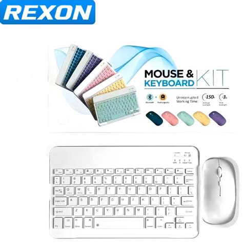 Rexon 10inch Color Keyboard Bluetooth Wireless Mouse Set Macaron For