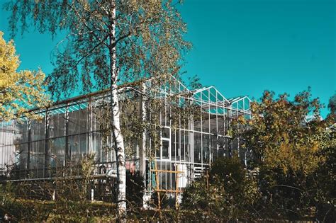 Premium Photo Greenhouse With Glass Walls Among Green Plants Photo