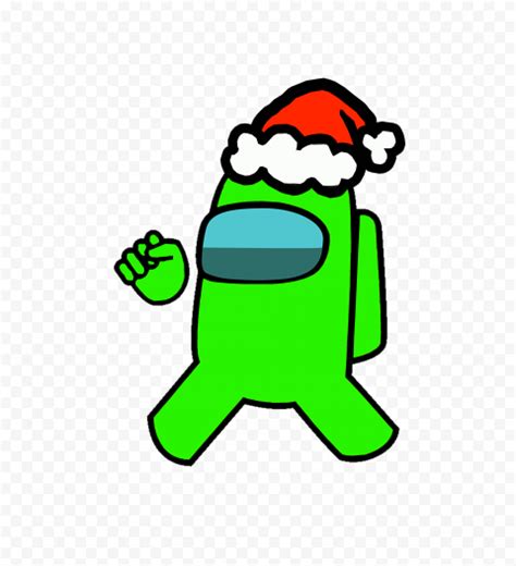 Hd Green Lime Among Us Character Wear Santa Hat Png Citypng