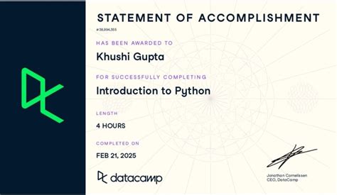I Have Successfully Completed The Introduction To Python Coursethis