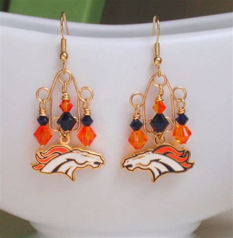 Dynamic Denver Broncos Inspired Orange And Navy Crystal Earrings On Etsy 1700 Denver