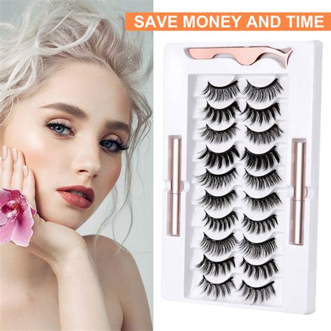 Lelinta 10 Pairs Mink Eyelashes Natural Faux 3d Mink Lashes Strip Thick