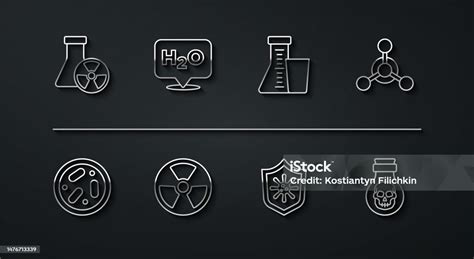 세트 라인 시험관 방사선 박테리아가 있는 페트리 접시 분자 바이러스로부터 보호하는 방패 방사성 H2o용 화학식 포이즌 병 및