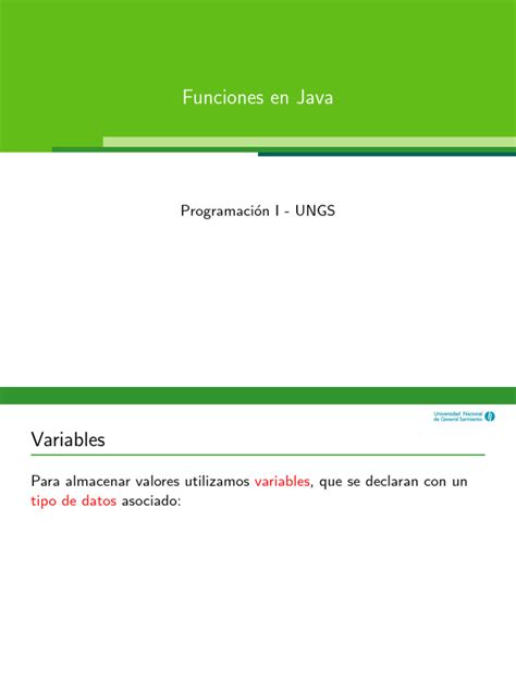 Funciones En Java Pdf Java Lenguaje De Programación Tipo De Datos